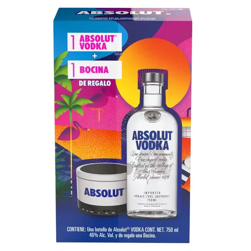 Vodka Absolut Original Azul 750 ml. + Bocina