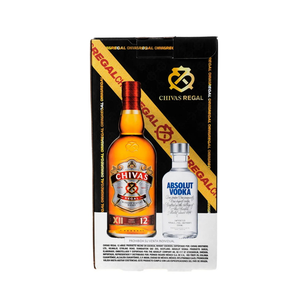 Whisky Chivas Regal 12 Años 750 ml. + Vodka Absolut Azul 200 ml.